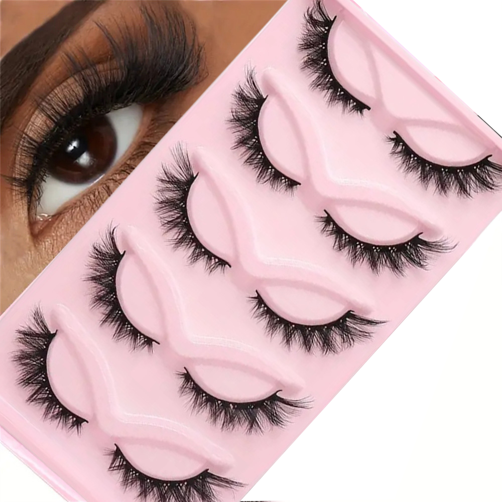 5 Pairs Cat Eye Lashes Wispy Fake Lashes Fluffy Cat Eye Lashes ...