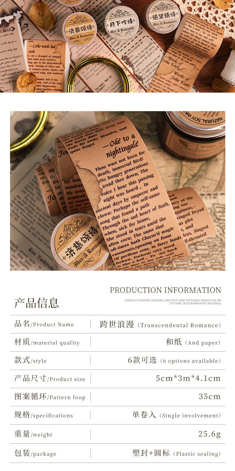 50mm*3m Vintage Letters Washi Tapes DIY Scrapbooking Art Collage Junk ...