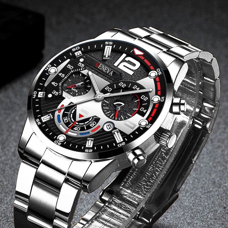 Pro Stainless Steel Sports Watch, Leather Band Date Chronograph For Men ...