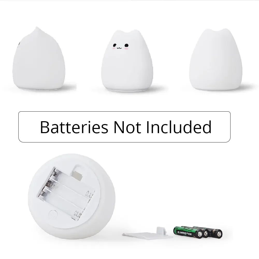 Cute Silicone Cat Night Light Lamp Colorful Gradient Led Touch Sensor ...