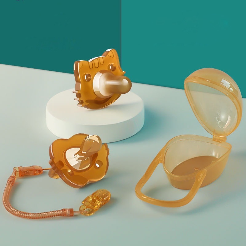 GoPanda Baby Brown Pacifier Round and Flat Head BPA Free Silicone with ...