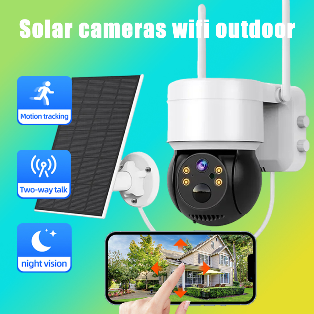 4MP Solar Camera Support TF Card WiFi 4MP HD Camera Night Vision IP ...