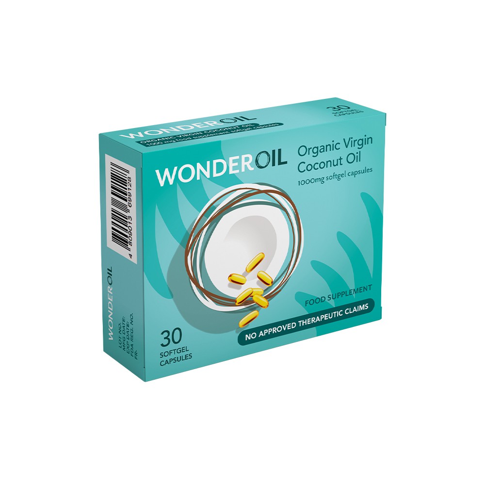 WonderOil 1000 mg Organic Virgin Coconut Oil (30 Softgels) | Shopee ...