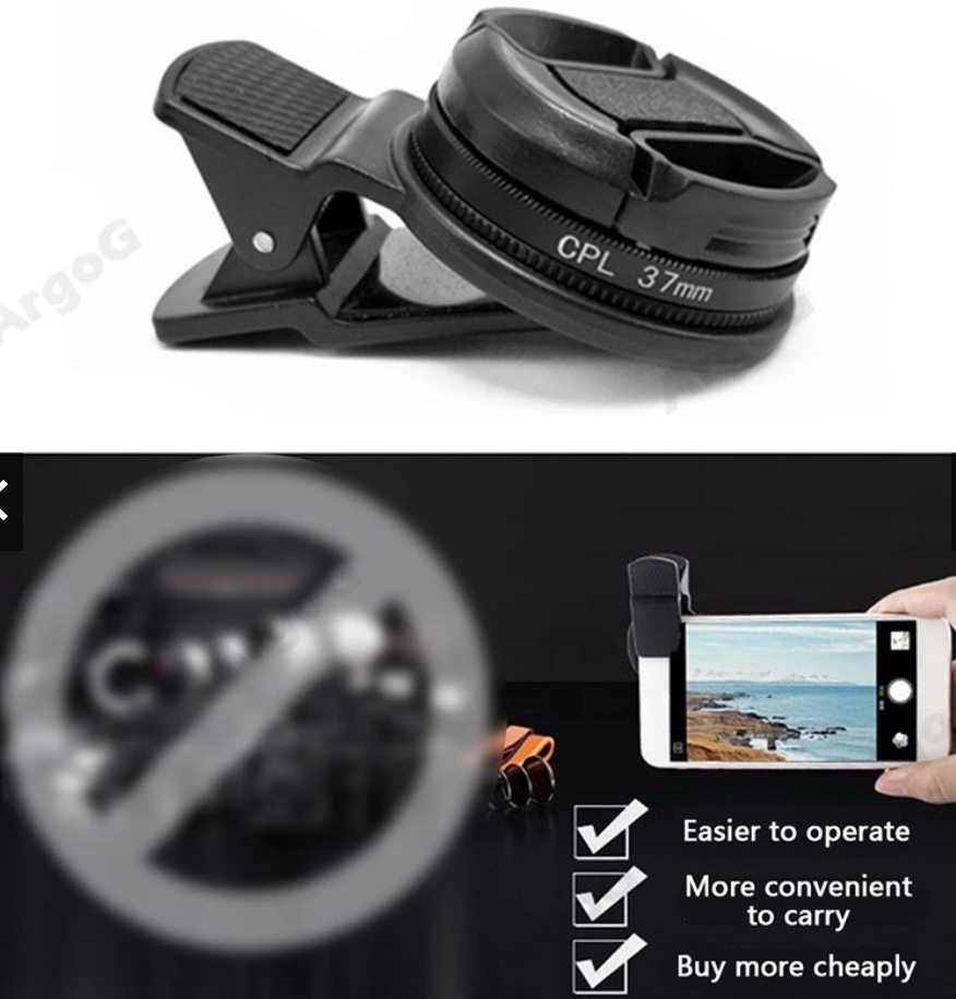 37mm 52mm Universal CPL Lens For Polarizer Filter Cell Phone Camera Portable Circular Polarizer ...