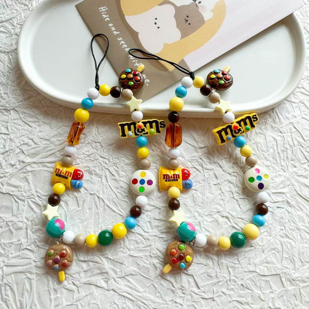 Mobile phone pendant Chocolate bean candy color pendant Acrylic ...