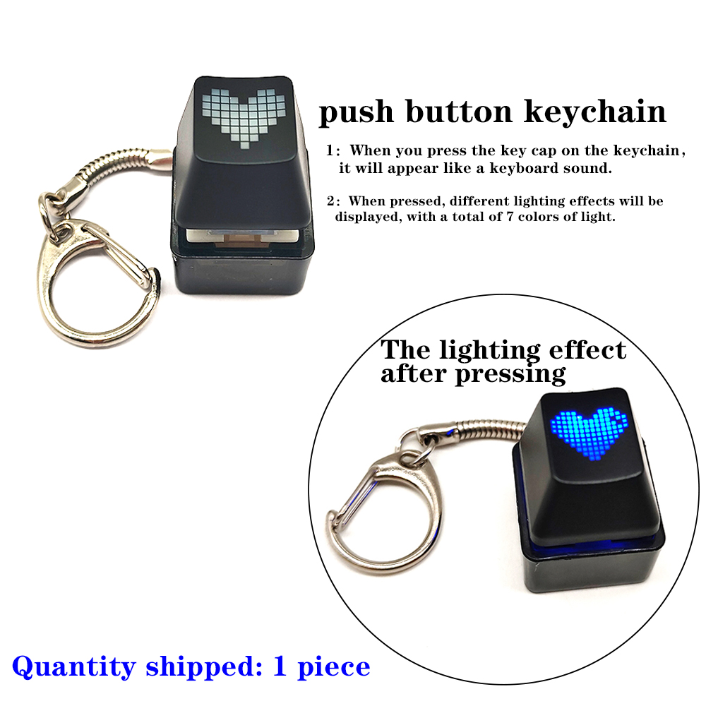 Love Heart 7-Color Light RGB Light Keychain Key Ring Pendant Fingertip ...