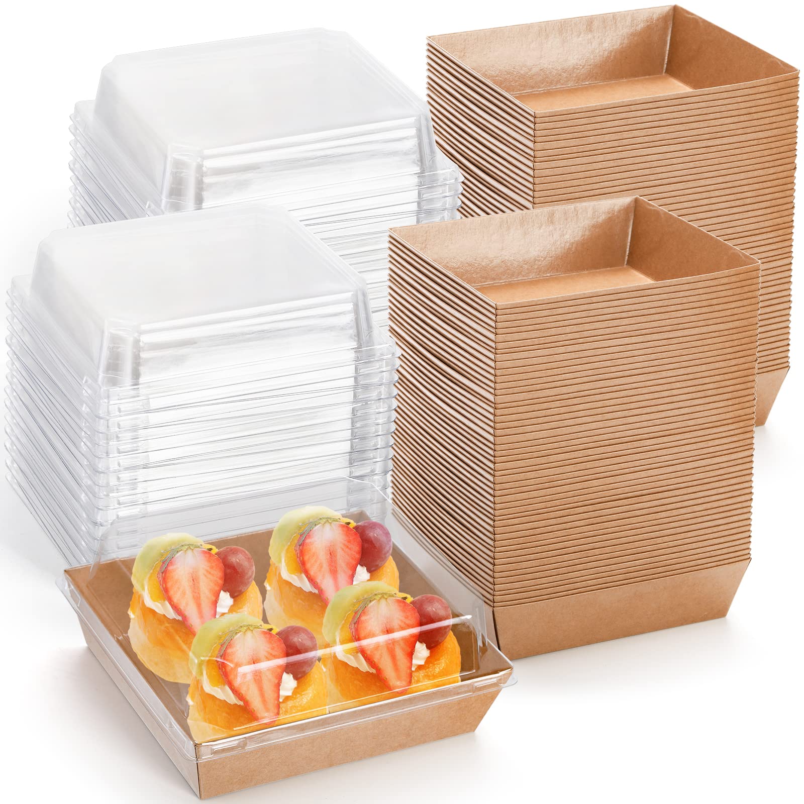 50 pcs Transparent Lid Cooked Food Boxes, Disposable Square Food ...
