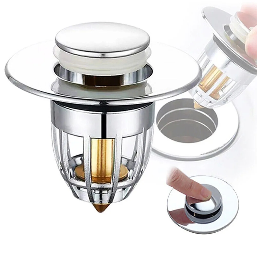 Press-type Bouncing Core Anti-odor Basin Leak Plug - Copper Core Drain ...