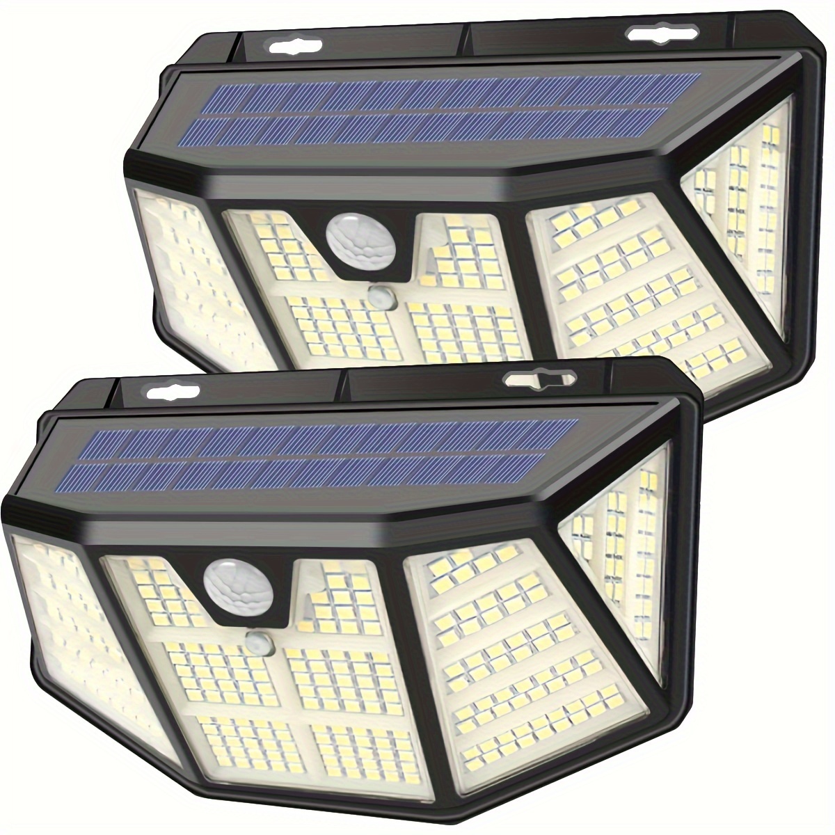 1/2 Pack Solar Lights with Motion Sensor, 310LED 3 Modes Five Sided Lighting Outdoor Solar ...