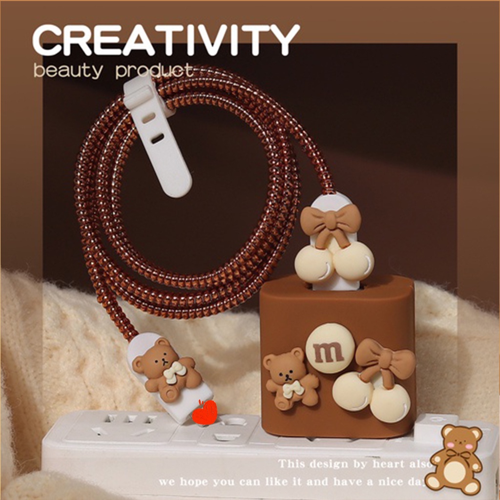 Brown charger protective case compatible with iphone 18w 20w data cable ...