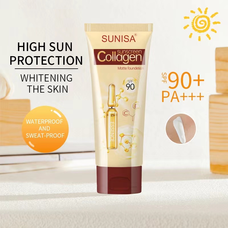 SUNISA Collagen Sunscreen SPF 90+++ Matte foundation HIGH SUN PROTECTION WHITENING THE SKIN 40g ...