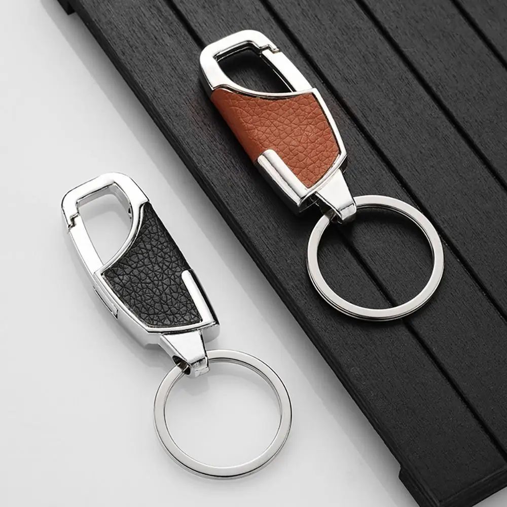 Luxury Leather Men Keychains Creative DIY Keyring Holder Durable Metal ...