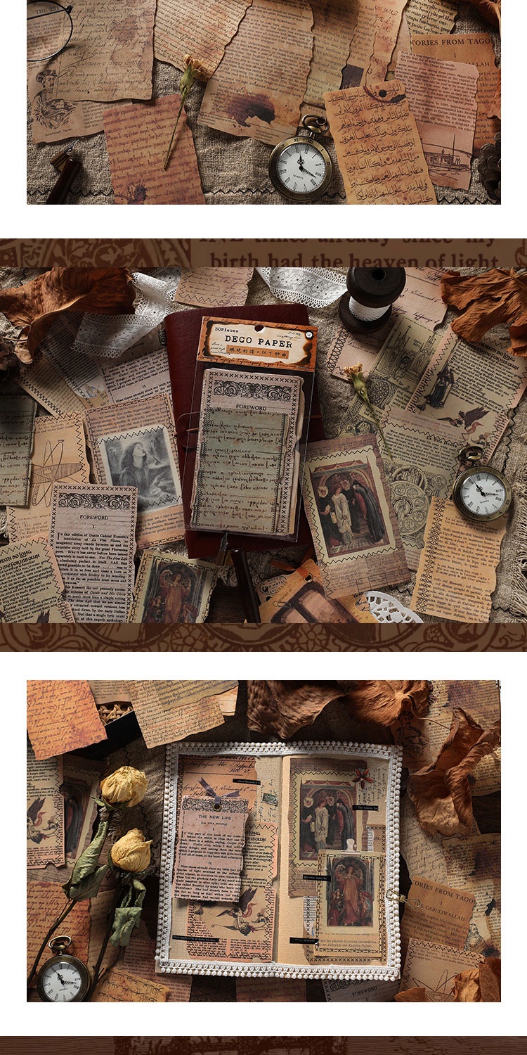 30 Pcs Burning Poems Series Vintage Journal Material Paper Scrapbooking ...