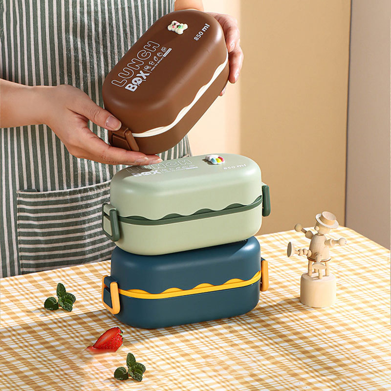 Microwave heated lunch box for work double-layer student lunch box ...