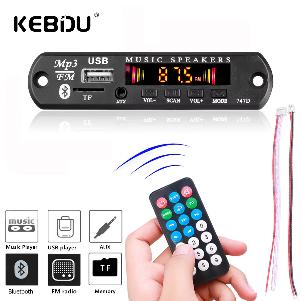 DC 9V 12V Bluetooth 5.0 Car Kit Wireless MP3 Decoder Board Audio WMA ...