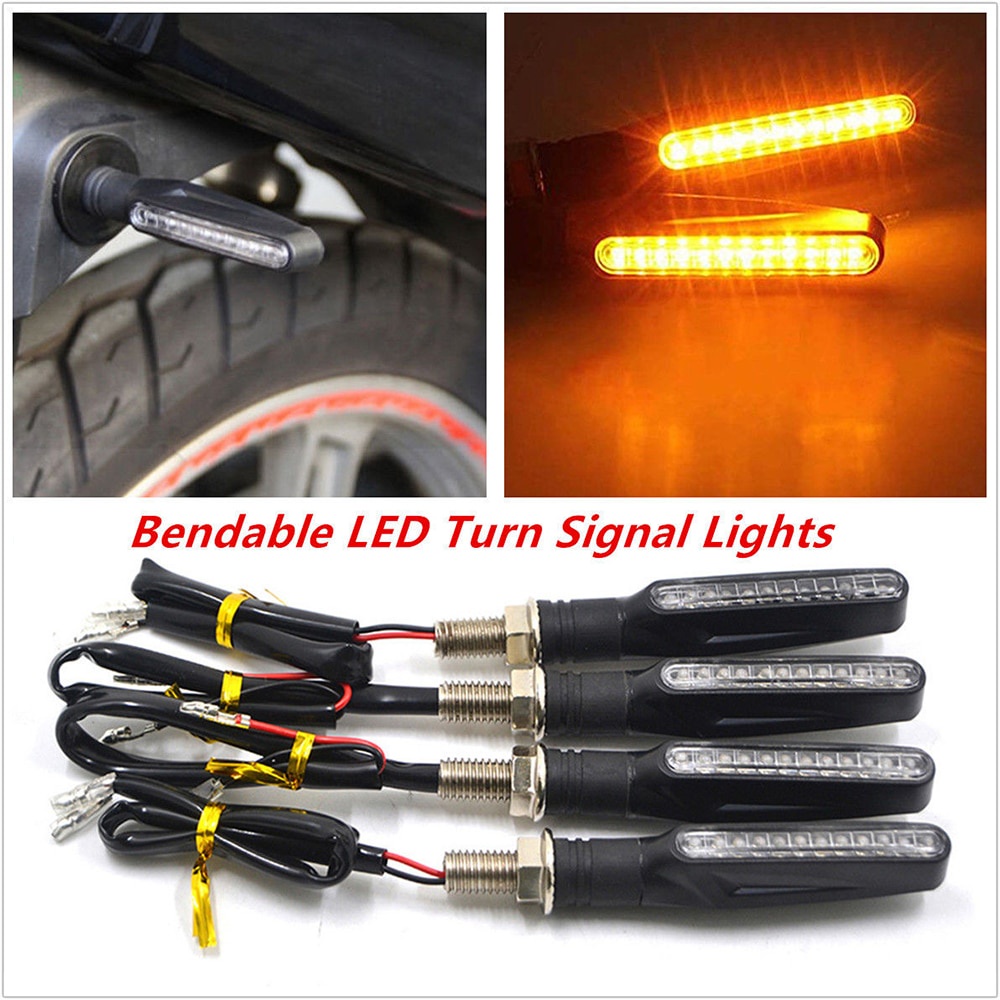 Universal LED Mo torcycle Turn Signal Light 12v IP68 Waterproof Amb er ...