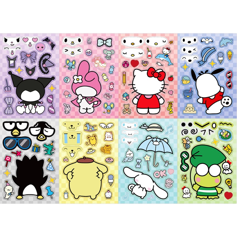8pcs/set of Toy Puzzle Stickers Cartoon Characters, Make A Face ...