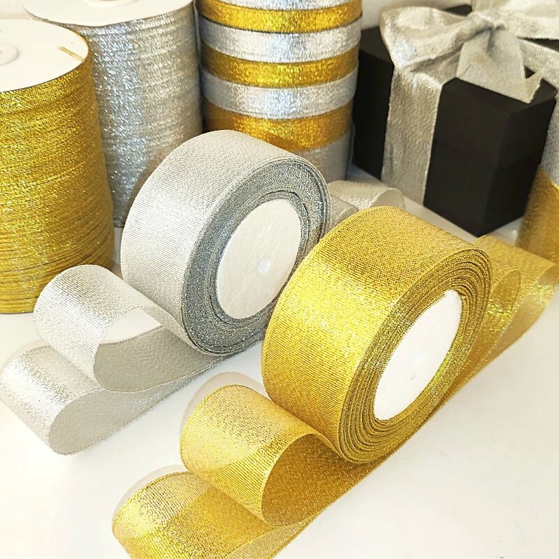 25Yards/Roll Glitter Satin Ribbon for Wedding Christmas Party ...