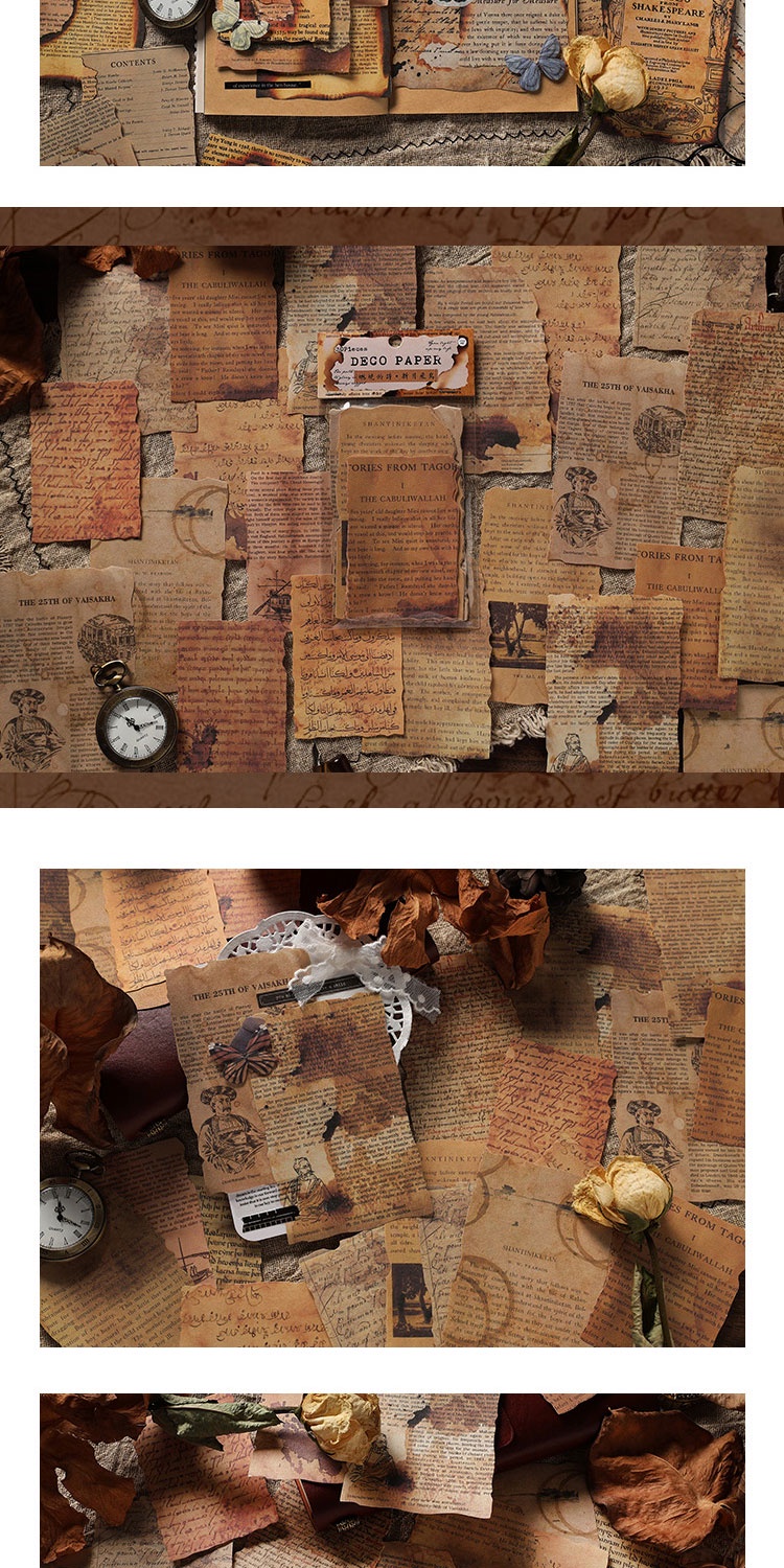 30 Pcs Burning Poems Series Vintage Journal Material Paper Scrapbooking ...