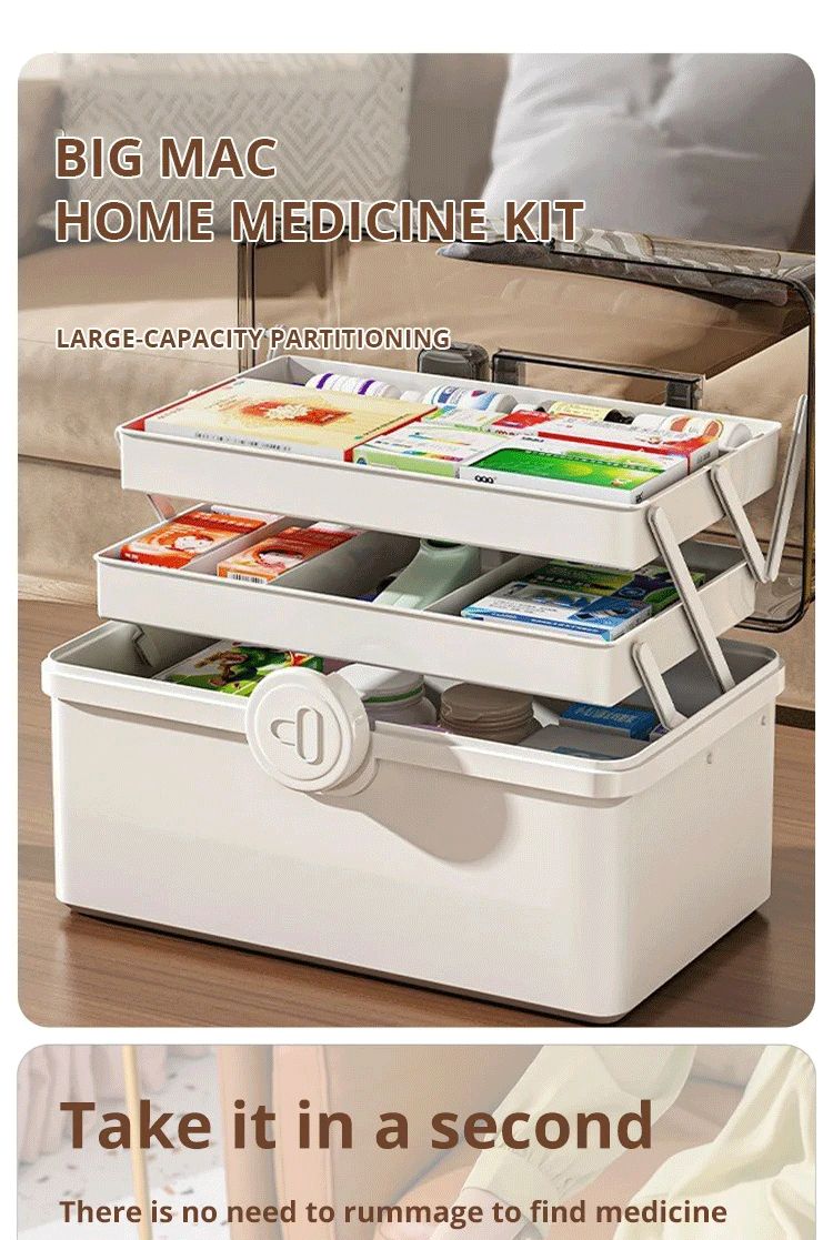 1pc White Large Capacity Medicine Box For Home Medicine Storage Multi ...