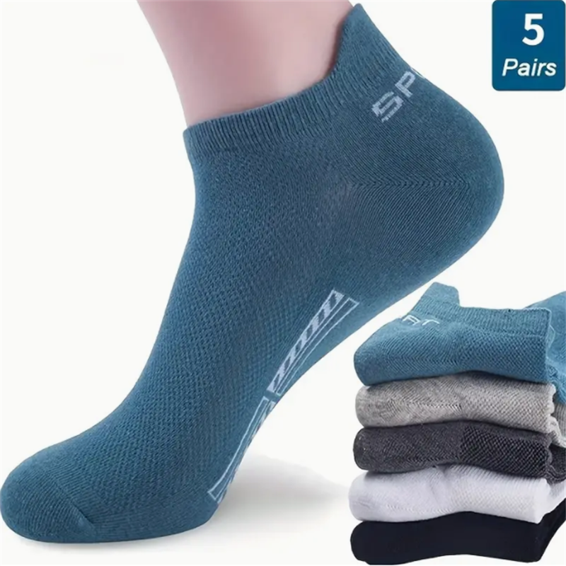 5-Pack Breathable Mesh Sports Socks - Low Cut No-Show with Reinforced ...