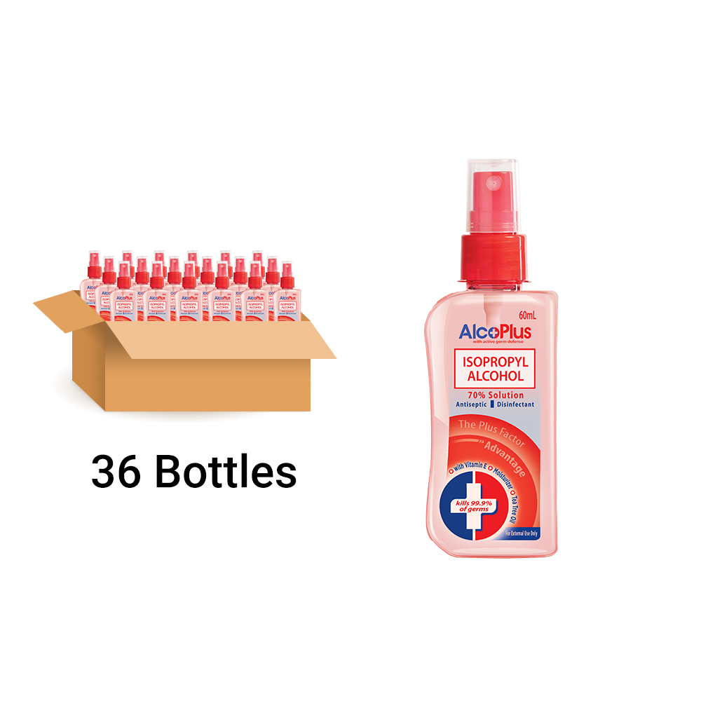 Alcoplus Red 70% Isopropyl Alcohol Spray 60 ml (36 pcs), 1 Case ...