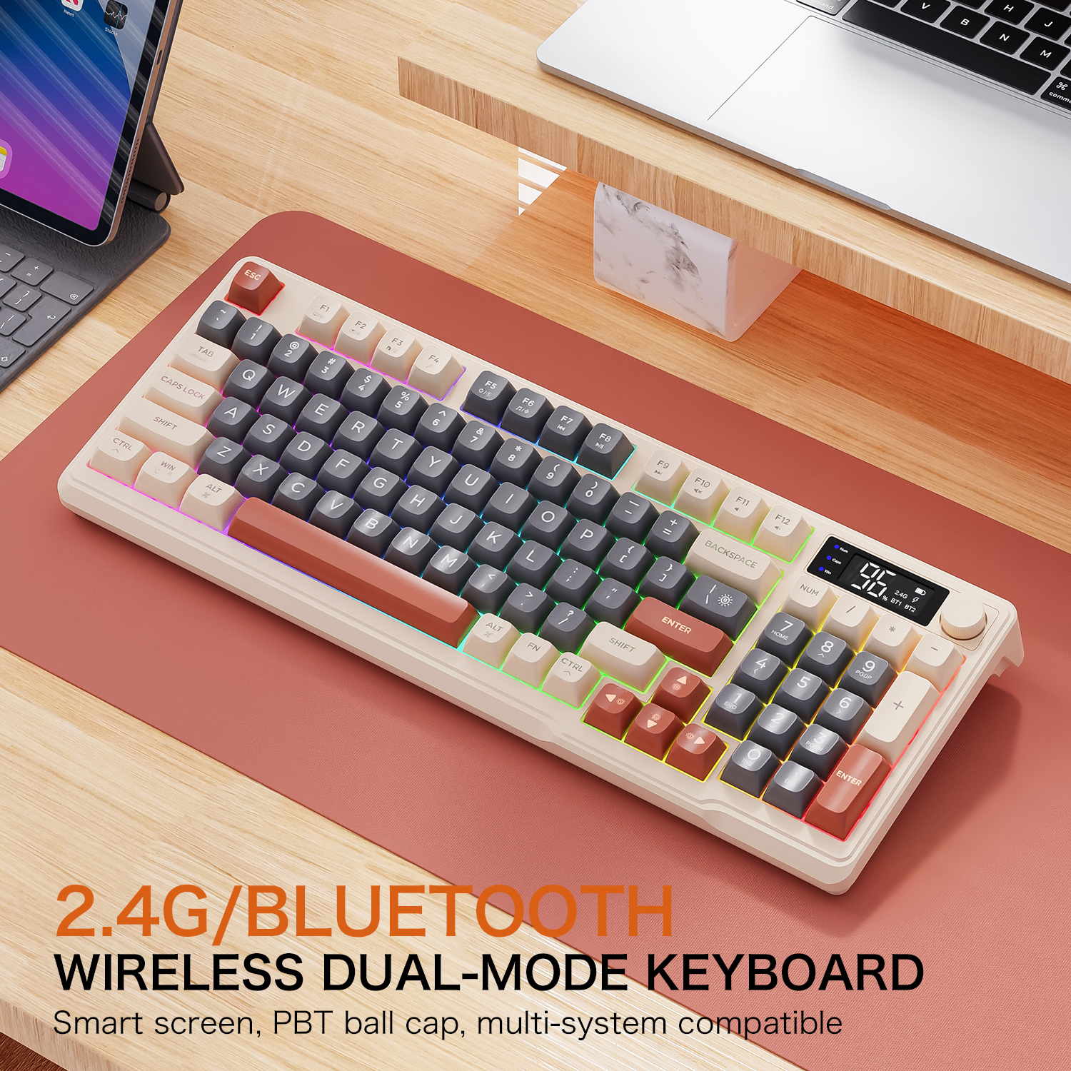 Free Wolf M96 Wireless Bluetooth Dual Mode Mechanical Feel Keyboard PBT ...
