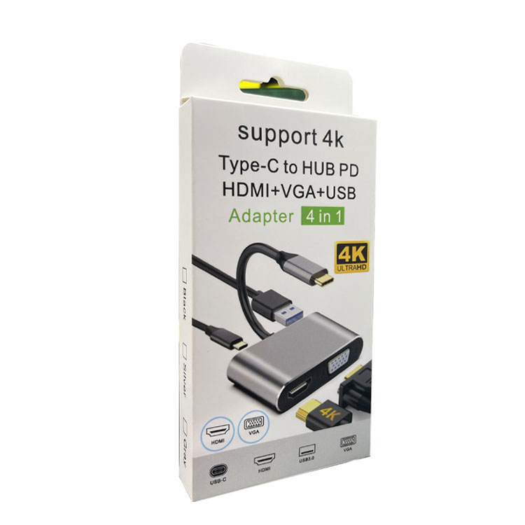 4 in 1 Type C To Dual HDTV Adapter 4K 60HZ USB 3.0 Hub Multiport ...