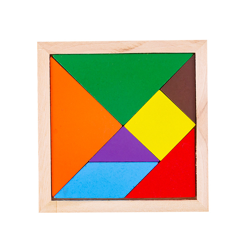 Wooden tangram game, Montessori educational toy, provides children with ...