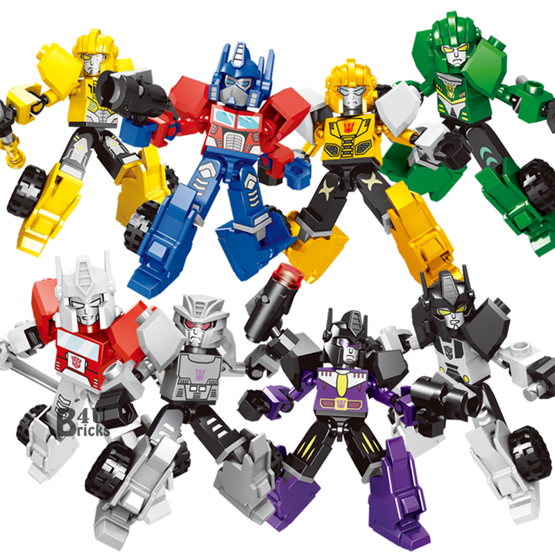 4Ubricks 8pcs Transformers Robot Building Blocks Minifigures Optimus ...