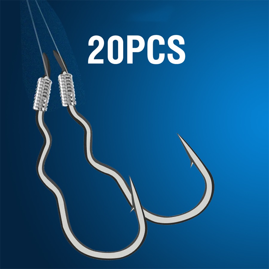 20Pcs High Carbon Steel Fishing Hook 1#-10# Automatic Flip Worm Hook ...