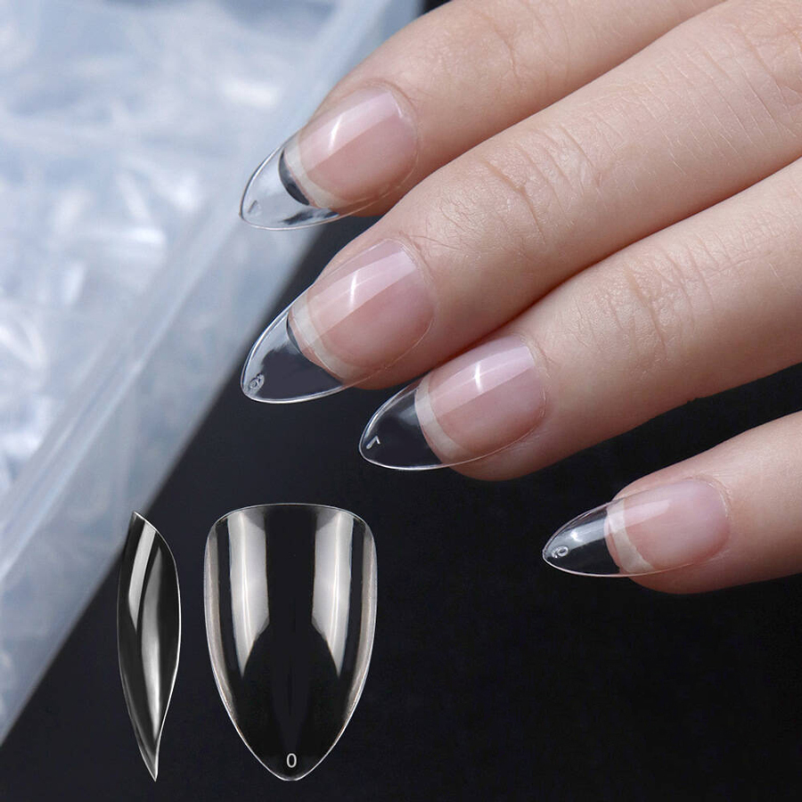 120pcs Transparent False Nail Tips Full Cover Square Oval Stiletto UV ...