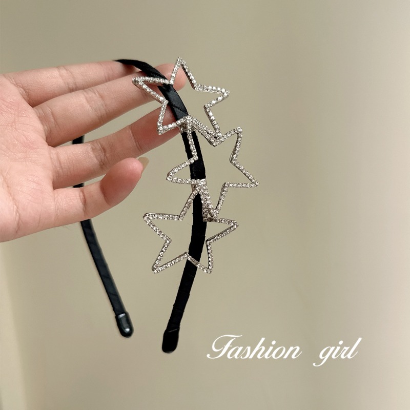 Y2k Hollow Full Diamond Five-pointed Star Headband Hot Girl ins Sweet ...