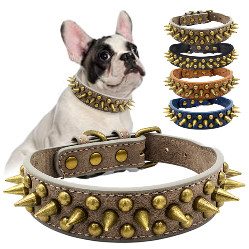 CP037-2Retro Style Dog Collar, Spiked Studded Leather Dog Collar ...