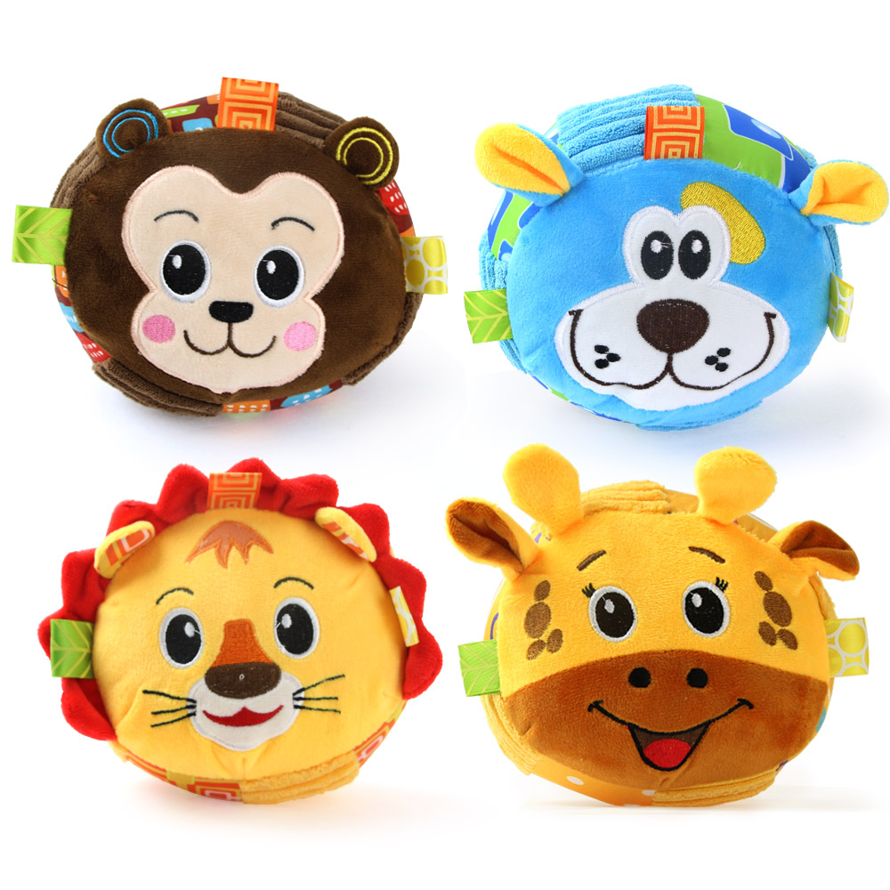 Cute Animals Baby Soft Plush Rattles Ball 0-12 Months Infant Cloth Bed ...
