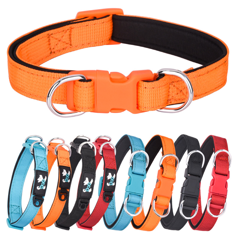 Reflective Nylon Dog Collar With Safety Buckle, Adjustable Pet Collars With Soft Neoprene ...