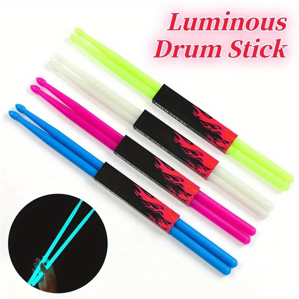 1-Pair 5A Luminous Drumsticks Classic Waterdrop Tip Nylon Neon Colored ...