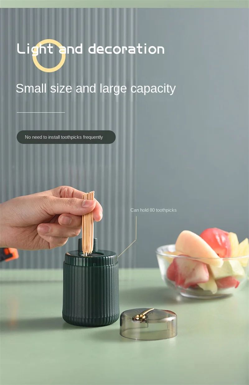 Pop-up Automatic Toothpick Dispenser Portable Plastic Toothpick Holder ...
