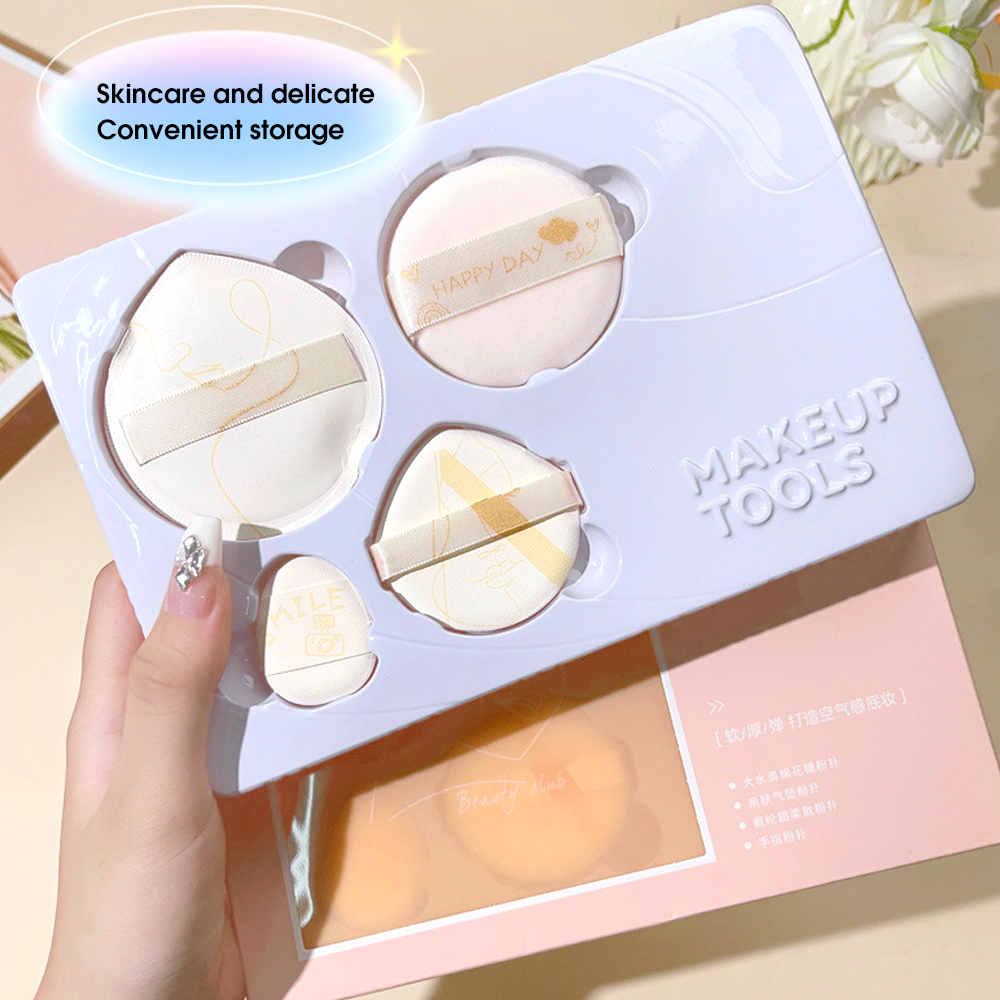 Base Makeup 4-piece set box large cotton candy air cushion powder puff ...