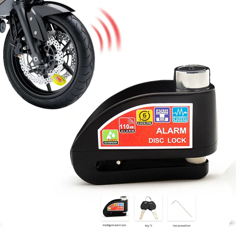 Motorcycle Bicycle Lock Alarm Safety Protection Padlock Disc Aluminum ...