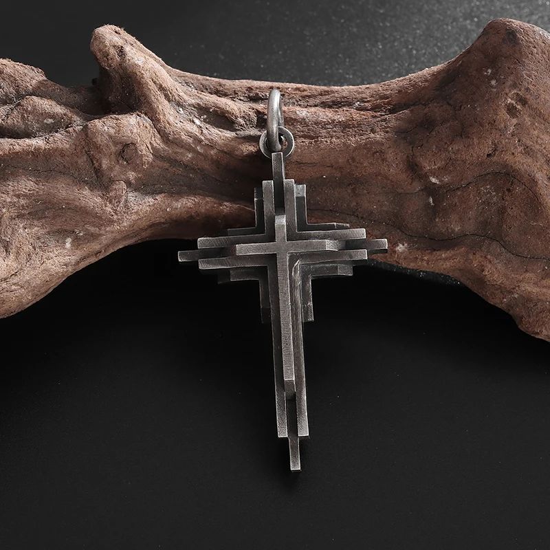 Retro Christian Multi-Layer Cross Pendant Necklace Men Women Catholic ...