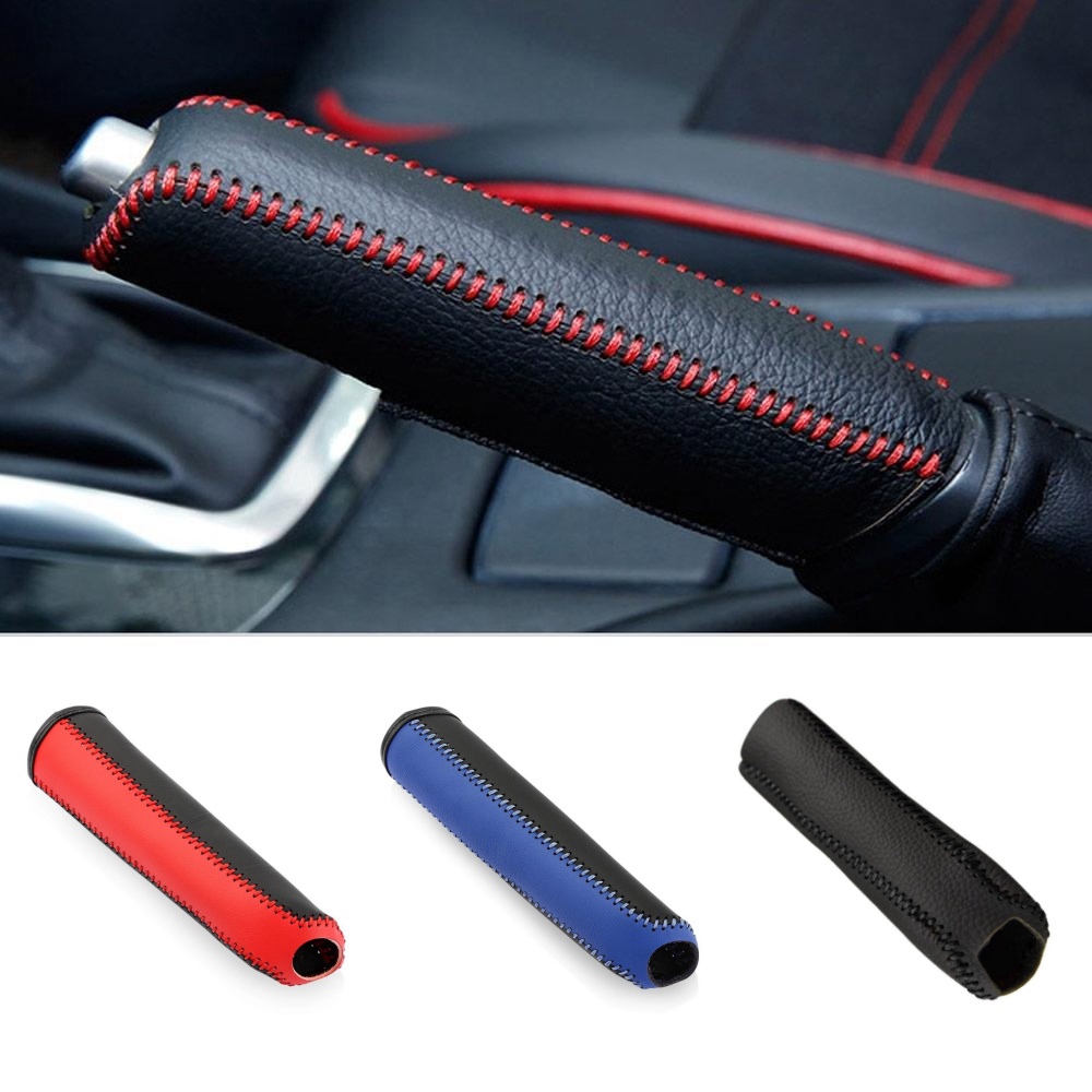 Universal PU Leather/Carbon Fiber Car Handbrake Cover Anti-Slip ...