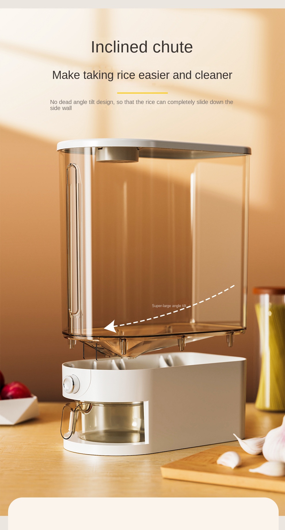 10KG Rice Bucket Slit Rice Box Press-Type Narrow Long Rice Storage Box ...