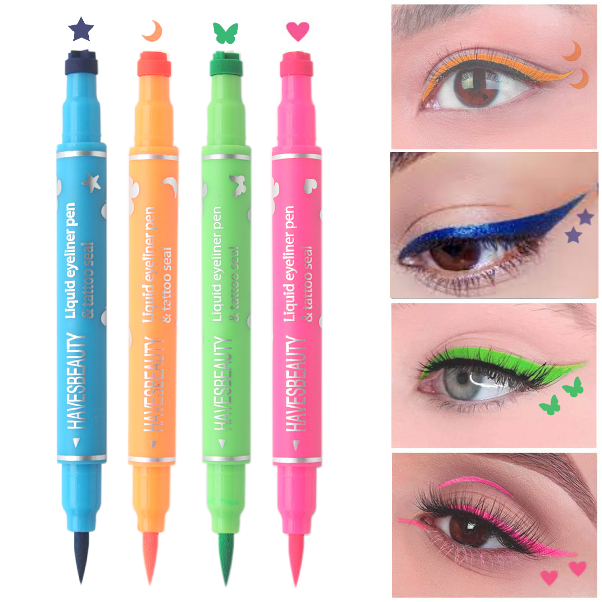 4Pcs/Set Liquid Stamp Eyeliner Waterproof Colored Gel Felt Tip ...