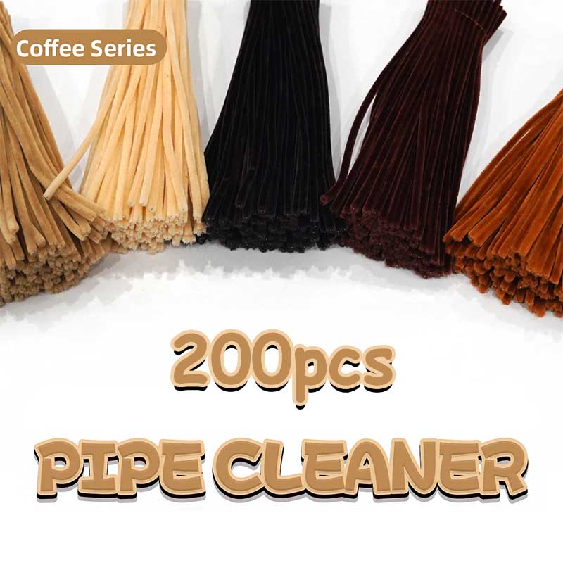 200pcs Coffee serie Pipe Cleaners Craft Chenille Stem, Beige Brown ...