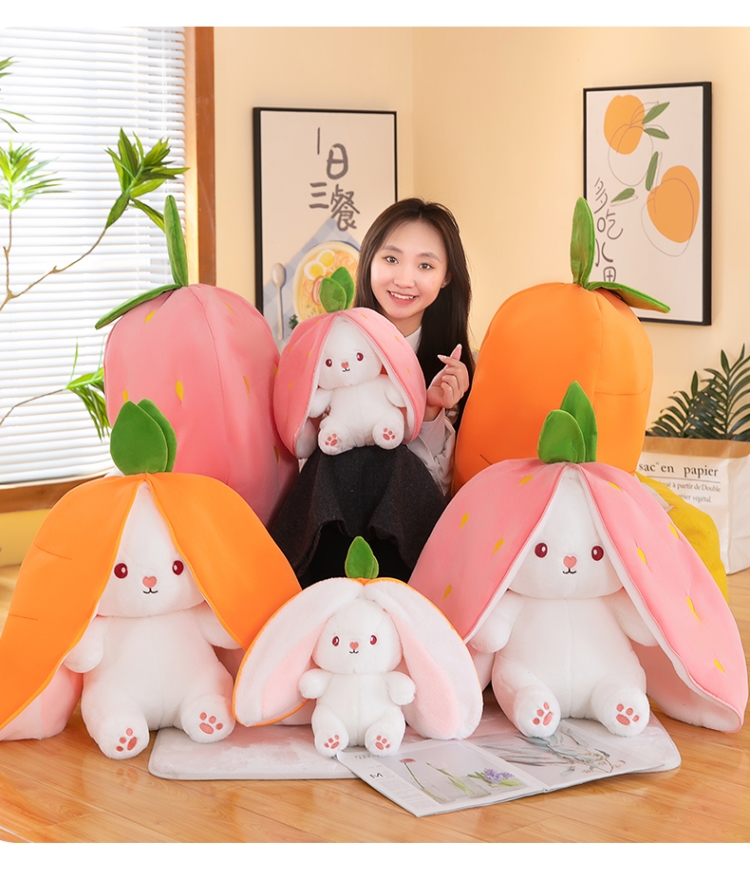 Trendy New 35-48cm Transformed Strawberry Rabbit Plush Toy - Little ...