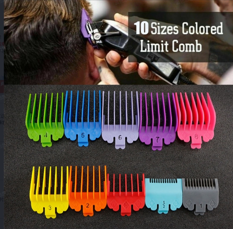 Ten-Pcs Hair Clipper Limit Combs Set1.5-25mm Niversal Guide Attachment Accessories Electric Push ...