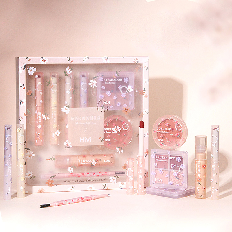 Flower language gift box, makeup set, velvet lip gloss lipstick 8-piece ...