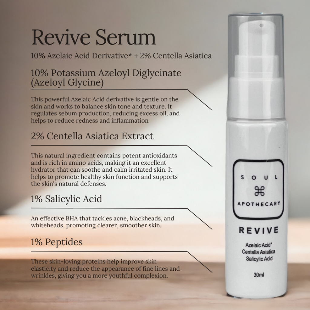 SOUL APOTHECARY REVIVE Serum | Azelaic Acid + BHA + Centella + Peptides ...