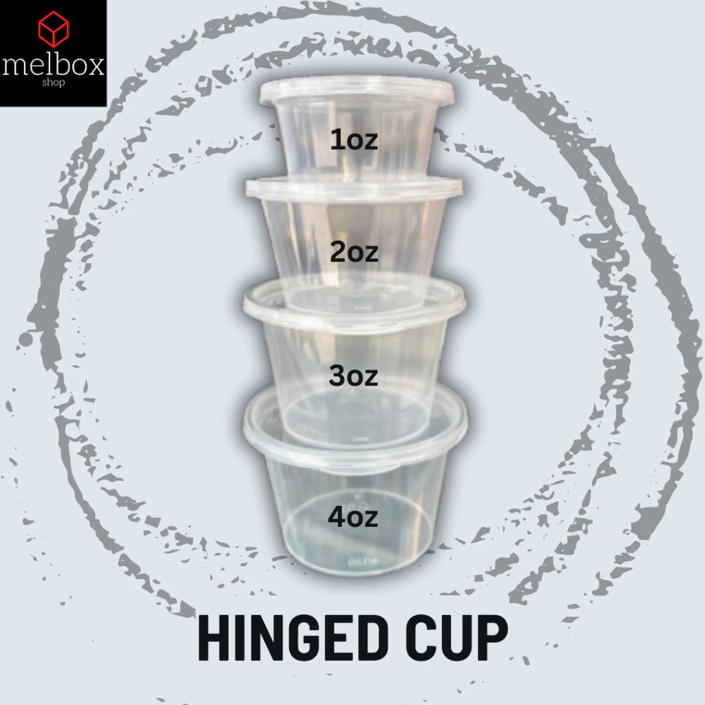 [50 pcs] 1 2 3 4 oz Clear Hinged Sauce Gravy Cup | Shopee Philippines